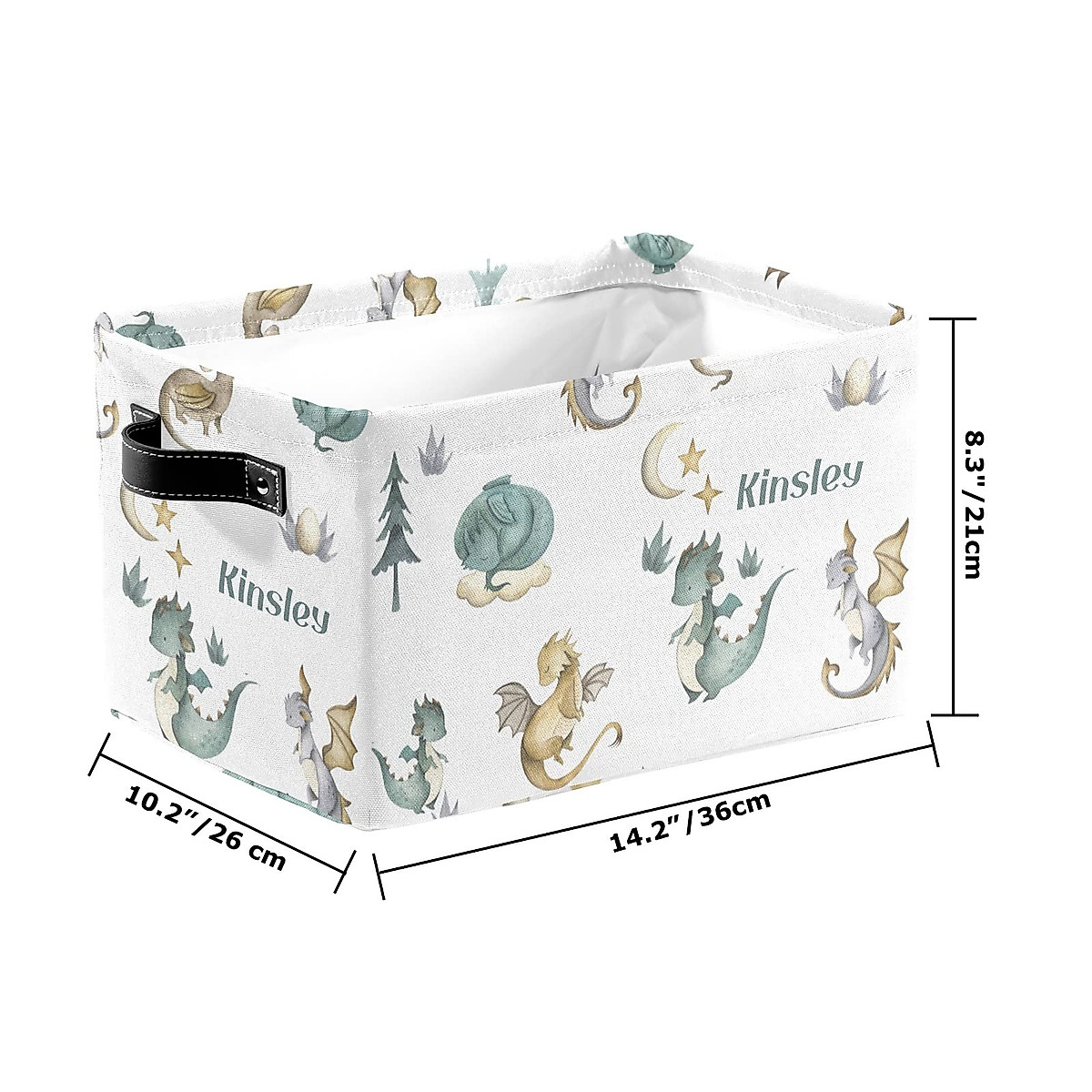 EasyeeUMe Animal Watercolor Dragon Rectangular Laundry Basket Nursery Storage Fabric Storage Bin Storage Hamper,Book Bag,Gift Baskets 1 Pack
