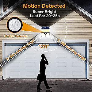 Noooza Solar Lights Outdoor, 335 LEDs Solar Motion Sensor Security Lights with Motion Sensor, IP65 Waterproof Solar Powered Wall Lights for Deck Fence Porch Garden Yard Garage (4 Pack)
