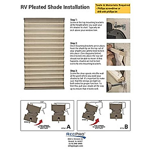 RecPro RV Blinds Pleated Shades | Cotton | RV Window Shades | Camper | Trailer (20" W x 38" L)