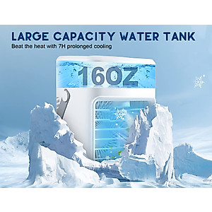 Portable Air Conditioners, Evaporative Personal Air Conditioner Cooling Fan with 3 Powerful Wind Speed & Cool Mist, Mini Air Conditioner with Aroma Diffuser,Quiet AC Air Cooler for Car Bedroom Camping