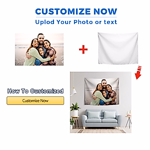 JINJUREN Custom Tapestry Upload Images Banners and Signs Customize For Bedroom 37 * 29 inch Horizontal