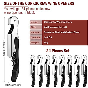 Honoson Wine Keys Opener Black Travel Corkscrew Wine Opener Waiter Corkscrew Wine Opener Beer Bottle Opener Bartender Key Wine Opener for Home Office Kitchen Restaurant Bar Applications (24 Pieces)