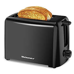 Elite Gourmet ECT1027B Cool Touch Toaster with 6 Temperature Settings & Extra Wide 1.25" Slots for Bagels, Waffles, Specialty Breads, Puff Pastry, Snacks, ETL Certified, 2 Slices, Black