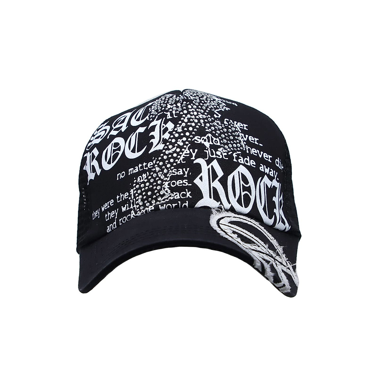 WITHMOONS Meshed Baseball Cap Skull Rhinestones Hat KR1751 (Cross_Twoblack)