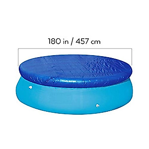15ft Pool Cover, Swimming Pool Cover Inflatable Swimming Pool Cover Round Easy Set Cover for Frame Pools in Summer Outdoor Swimming
