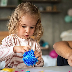Sensory Builder Light Up LED Spiky Squeaking Bouncy Ball, Blinking Sensory Toy, Set of 10 - Mixed Colors