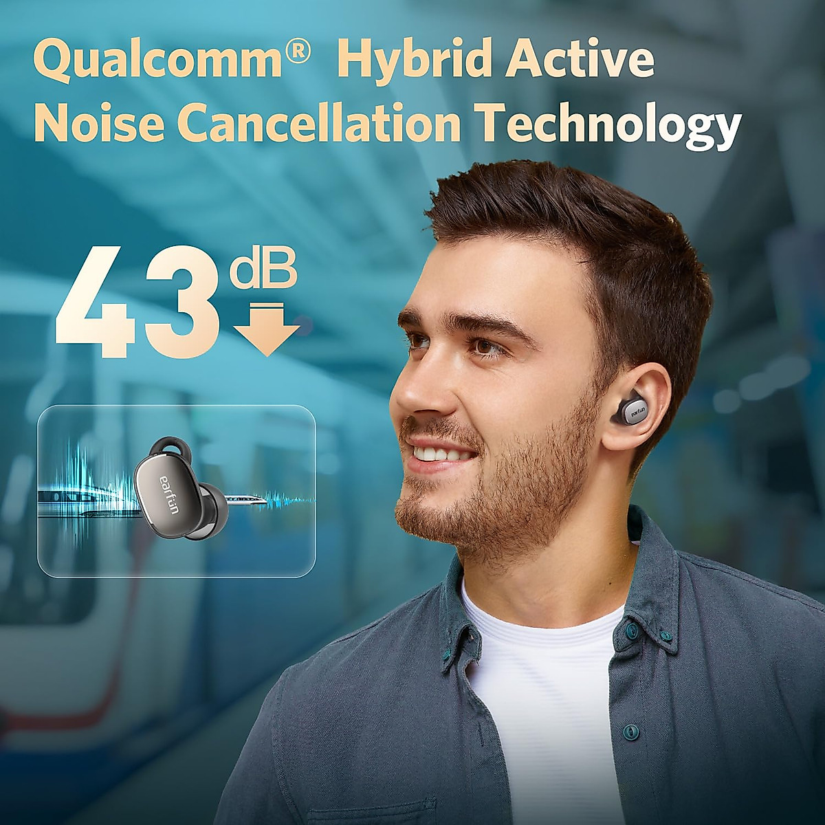 EarFun Free Pro 3 Noise Cancelling Wireless Earbuds, Snapdragon Sound, Qualcomm aptX™ Adaptive, 6 Mics ENC, Bluetooth 5.3 Earbuds Free Pro 3 Protective Case Cover