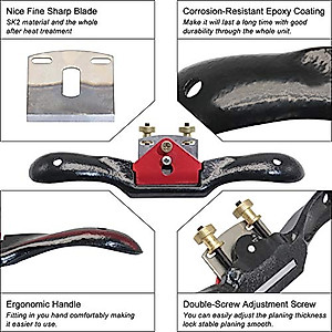 boeray 2pcs Adjustable SpokeShave with Flat Base, 6pcs Metal Blade and 1pcs Portable Woodworking Planes Wood Working Hand Tool Perfect for Wood Craft, Wood Craver, Wood Working