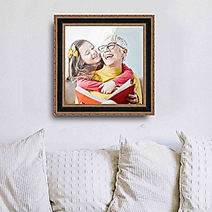 24x24 Frame Gold Real Wood Picture Frame Width 1.75 Inches | Interior Frame Depth 0.5 Inches | Millard Distressed Photo Frame Complete with UV Acrylic, Foam Board Backing & Hanging Hardware