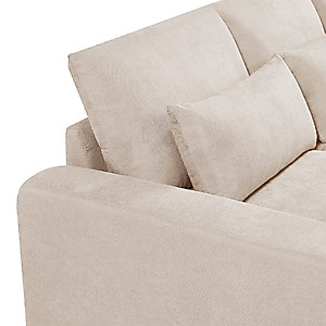 Verfur L-Shaped Feather Filled Sectional Sofa with Movable Ottoman, Modern Convertible Corner Couch with Reversible Chaise and 4 Pillows, 5-Seat Comfy Sofa & Couches for Living Room Furniture Sets