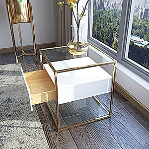 HIGOH Bedside Table Transparent Nightstand Simple Living Room Side Luxury Modern Multi-Function Storage Cabinet Bedroom Bedside Table