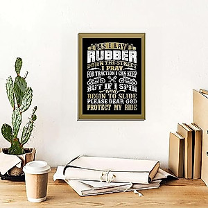 Lay Rubber & Dear God Protect My Ride- Funny Garage Wall Decor Print, For Home Decor, Office Decor, Man Cave Decor, Bar Decor & Garage Decor. Great For Motorcycles & Gearheads.Unframed - 8 x10"
