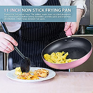 SHINEURI Frying Pans 6 Pieces Nonstick Cookware Set 9.5” and 11” Frying Pan Skillet Pan and Wok with Lid Ceramic Cookware Set