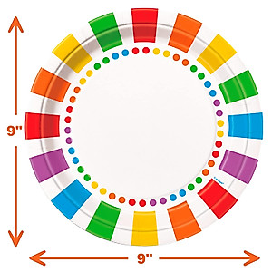 Lobyn Birthday Party Plates and Napkins Vibrant Birthday Rainbow Design 16 counts each of 9" Lunch Plates, 16 counts 6.5" Folded Lunch Napkins Perfect for Happy Birthday Celebrations