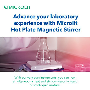 Microlit 5.9 in 300°C/572°F Digital Hotplate Magnetic Stirrer Hot Plate Ceramic Coated,100-1600rpm, Stand Stir Bar | Temp Probe Sensor Stir Bars Included Heated Stirring Plate with Memory Function