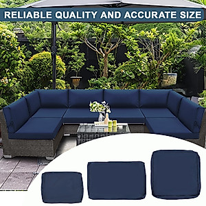 14 Pcs Outdoor Cushion Slipcovers Outdoor Patio Cushion Covers Replacement Waterproof with Zipper for Outdoor Furniture, Patio Sofa Couch 3 Sizes, Covers Only (Navy Blue)