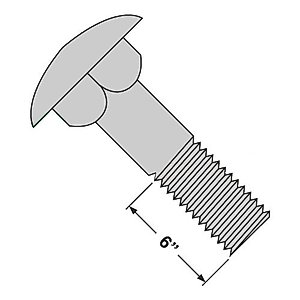 5/8-11 X 18 Carriage Bolts / 6" Thread/Steel/Hot Dipped Galvanized (Quantity: 25)