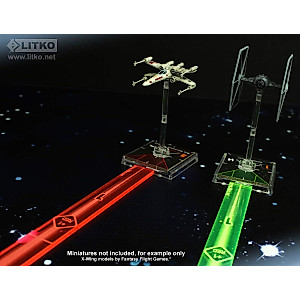 LITKO Space Fighter 2nd Edition Range Ruler Set Compatible with Star Wars: X-Wing Second Edition, Fluorescent Green & Fluorescent Pink (2)