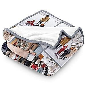 Yoke Style Custom Photo Blankets for Mom, Mothers Day Customized Throw Blankets with Pictures, Personalized Christmas Birthday Gifts for Mother in Law, Kids, Grandma - 9 Photos Collage