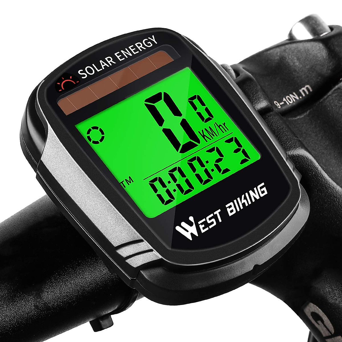 Bike Computer with Solar Energy Bicycle Speedometer and Odometer Wireless Waterproof Cycling Computer LCD Backlight Automatic Wake-up & Multi-Functions
