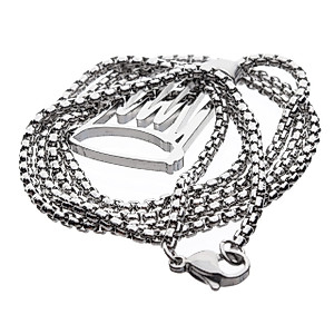 Ridetoxjx Crown Pendant Chain Necklace (Silver)