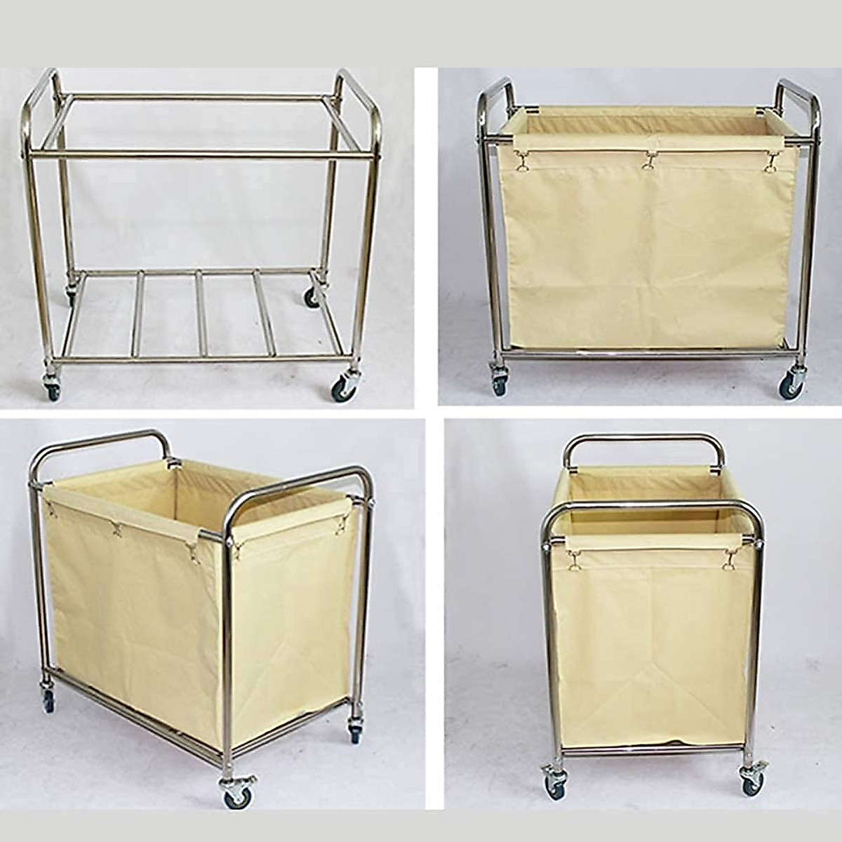 Maryaz Movable Trolleys Laundry Basket Hamper with Wheel and Removable Bagstrolley Rolling Laundry Sorter for Beauty Salon Hotel - Yellow