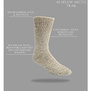 J.B. Field's 85% Wool Arctic Trail -40 Below Winter, Thermal Sock for Men, Women, for Hiking, Trekking & Outdoor 2 Pack, Made in Canada (X-Large (13-16 Shoe), Green)