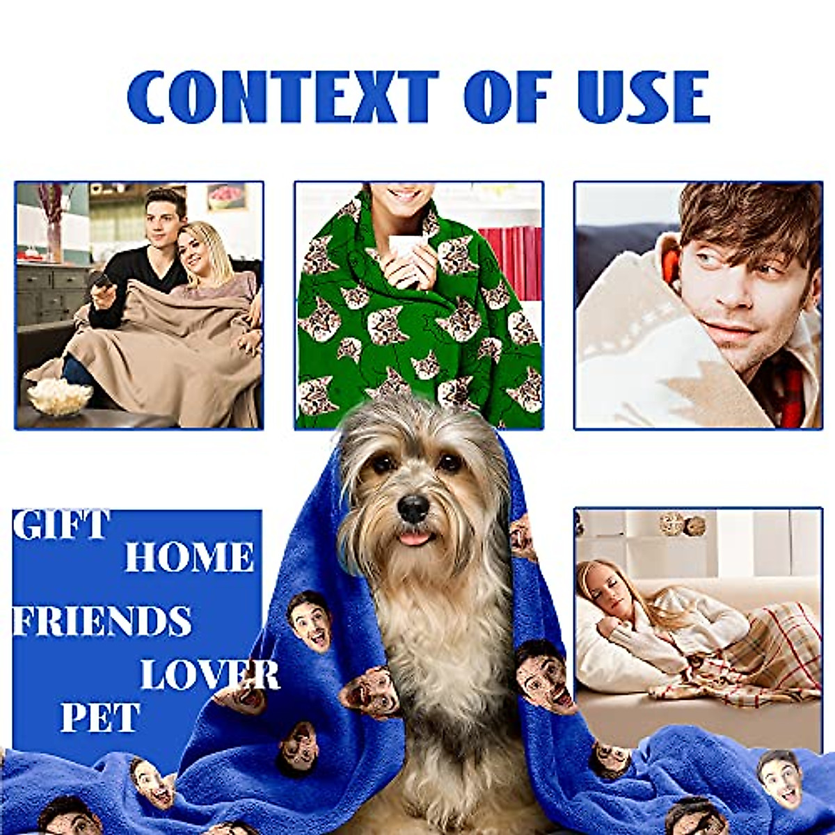 DIYKST Custom 5 Phoros Text Throw Blanket Customized Pictures Blanket Funny Fleece Blanket Lightweight Super Soft for Couch Sofa Bedding Living Room