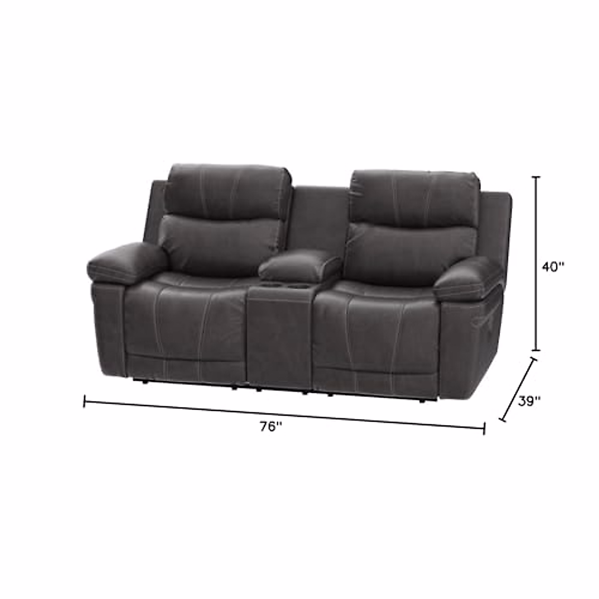 Signature Design by Ashley Erlangen Faux Leather Power Reclining Loveseat with Console, Gray