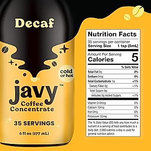 Javy Coffee Concentrate - Cold Brew Coffee, Perfect for Instant Iced Coffee, Cold Brewed Coffee and Hot Coffee, 35 Servings - Original Decaf