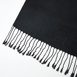 Paisley Pashmina Silk Scarf Shawl Jacquard Cashmere Wrap Stole Two Tones Reversible (Black)