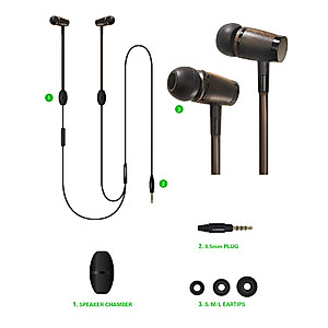 Aircom A6 Anti-Radiation Air Tube Headphone - Airflow Audio Technology for Premium Sound and EMF Protection – Wooden Earbuds with Built-in Microphone