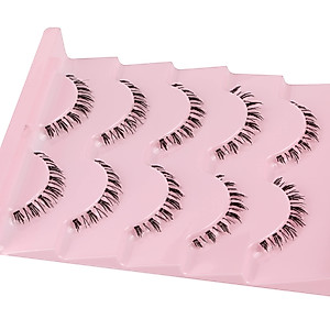 Ruairie False Eyelashes Bottom Lashes Strip with Clear Band 5 Pairs Lower Fake Eyelashes Natural Look Cosplay Eye Lashes Pack Wispy Natural False Lashes