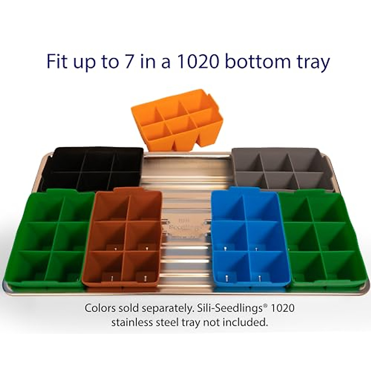 Sili-Seedlings Seed Starting Tray | 100% Silicone | Zero Plastic | Flexible Pop-Out Cells | Reusable Seed Starter Tray | Dishwasher Safe | BPA-Free | 2-Pack (12 XL Cells Total)