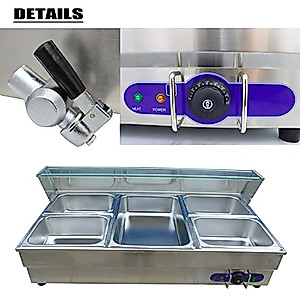 HQHAOTWU 5-Pan Electric Food Warmer Commercial Bain Marie Buffet Stainless Steel Food Container Double-Row Pans with Glass Guard for Catering Restaurant Canteen 12"×8.7"×4" Pan and 21"×13"×4" Pan
