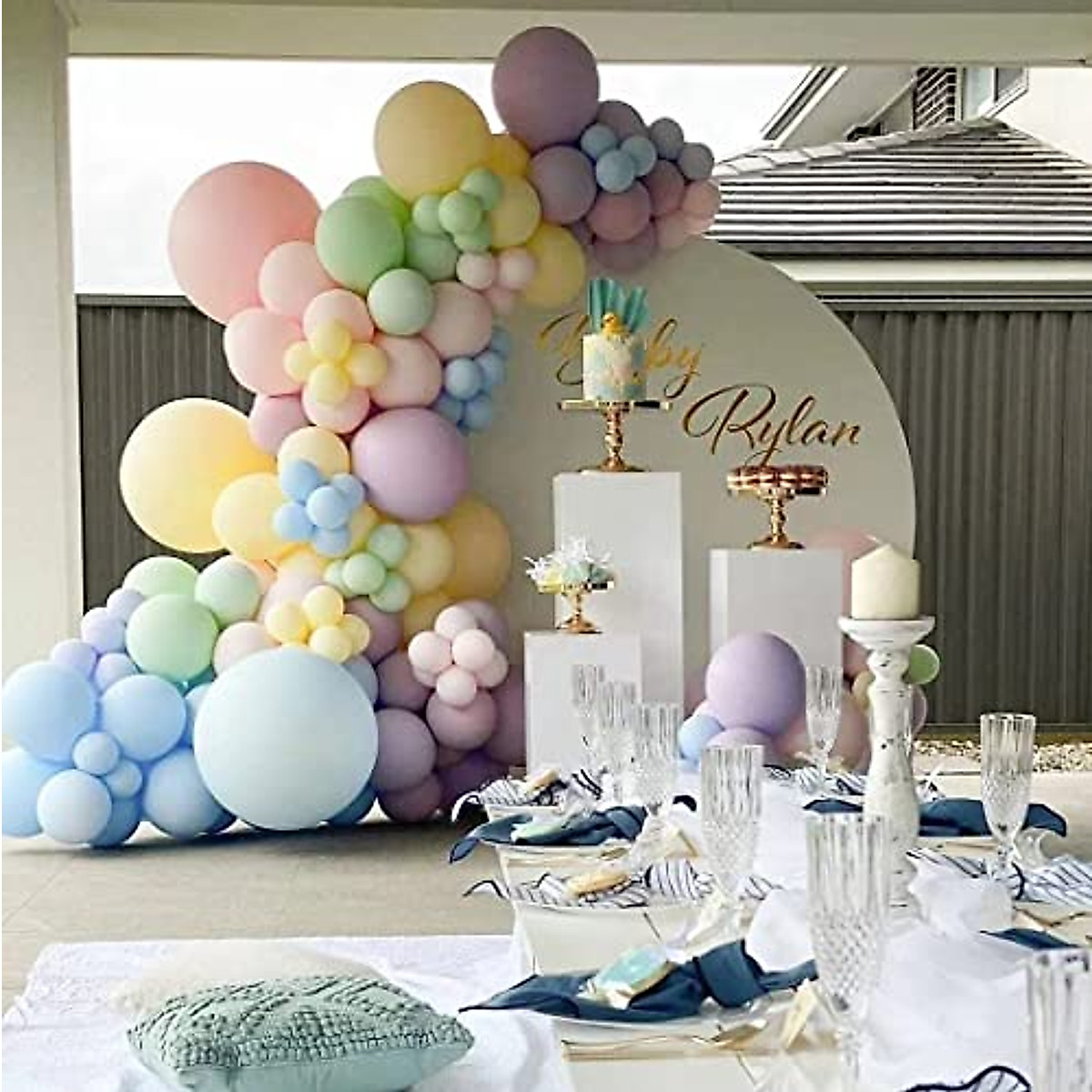 EUOPHYM 112 Pcs Pastel Balloon Garland Kit, Balloon Arch Kit,5'' 18'' Macaron Easter Balloon Garland Decorations Magical Rainbow Balloon Wedding Birthday Anniversary Mermaid Party Graduation Wedding