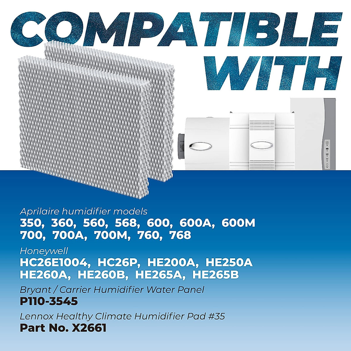 35 Water Panel Compatible with Aprilaire Humidifier,Model 35 02 Replacement Filter 2 Pack for Aprilaire 350,560,560A,568,600,600A,600M,700,700A Humidifier Pad,Whole House Humidifier Filter
