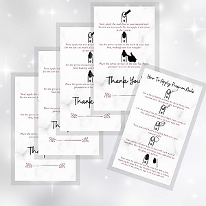 Press-On Nail Application Instructions Cards | 50 Pack | 2x3.5" inch Business Card Size | DIY Press-On Nail Kit | Marble with Rosey Gold Design