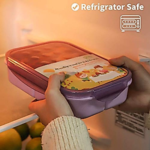 MISS BIG Lunch Box Kids,Ideal Leak Proof Lunch Containers, Mom’s Choice No BPAs and No Chemical Dyes Bento Box for Kids,Microwave and Dishwasher Safe Lunch Box (Purple M)