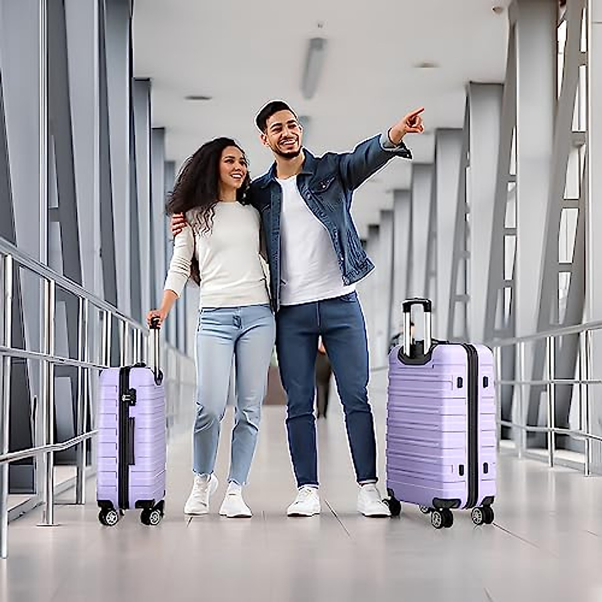 Powforlife Luggage 3 Piece Sets Lightweight Luggage Set Suitcases with Spinner Wheels Durable Travel Suitcase Set,Lavender Purple,3 Piece Set (20/24/28)