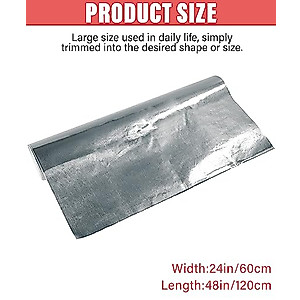 YAKEFLY 12“x24” Aluminized Heat Shield Mat,Aluminized Heat Shield Adhesive Backed Heat Barrier Insulation Wrap,Adhesive Backed Aluminized Fiberglass Heat Shielding Mat for Car (Silver)