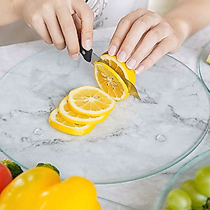 Murrey Home Glass Cutting Board for Kitchen Dishwasher Safe with Rubber Feet,Large Round Tempered Glass Cutting Board Set of 4