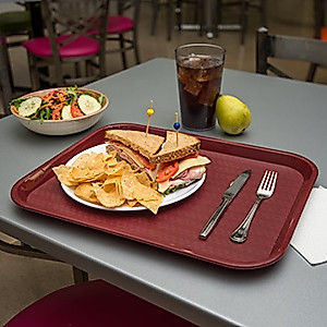Carlisle FoodService Products Cafe Plastic Fast Food Tray, 14" x 18", Burgundy, (Pack of 12)