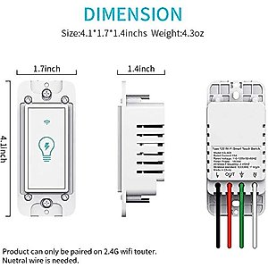 Smart Light Switch, Alexa Smart Double Switch, Smart Light Switch 2 Gang with Timing Schedule and Remote Control, Neutral Wire Needed, Compatible with Alexa and Google Home, Single Pole (2Pack)