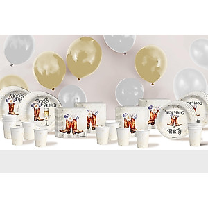 Birthday Galore Boot and Bubbly Bridal Shower Party Supplies 64 Piece Tableware Set Includes Large 9" Paper Plates Dessert Plates, Cups and Napkins Kit for 16