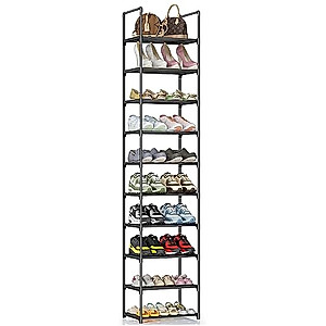 ciecie Shoe Rack for Closet and Entryway, 10 Tiers Shoe Shelf Organizer and Storage for 20-24 Pairs of Shoes and Boots, Space Saving Shoe Shelf with Anti-Tip Anchors Kit