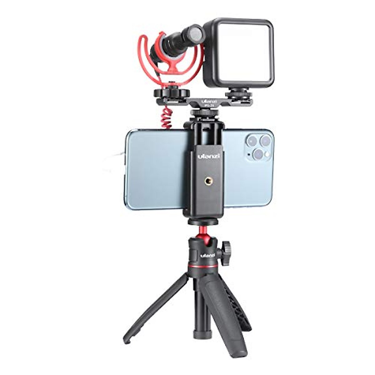 ULANZI ST-07 Phone Tripod Mount with Cold Shoe Mount for Microphone LED Video Light 1/4'' Tripod Screw for iPhone 11/Pro/Pro Max XS Max XR X 8 7 Plus Samsung Galaxy OnePlus Google Pixel Vlog Vlogging