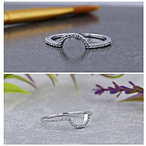 Dazzlingrock Collection Round White Diamond Anniversary Wedding Stackable Band Contour Guard Ring for Her (0.15 ctw, Color I-J, Clarity I2-I3) in 10K White Gold Size 7