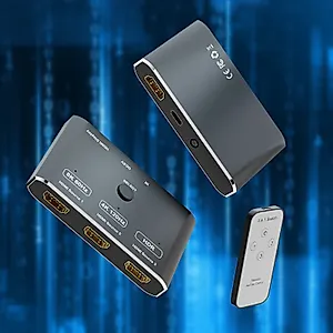 CABLEDECONN 3 Port HDMI 2.1 HDR 3In 1Out 8K Switcher with Remote Control Directional 8K@60Hz 4K@120Hz HDR 48Gbps 3D HDMI Video Converter Compatible with PS5 Xbox x HDMI TVs Monitors