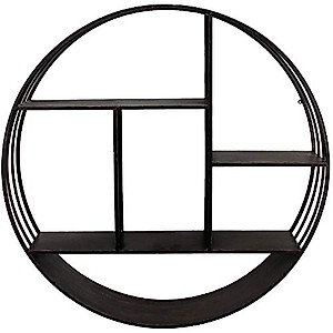 FirsTime & Co. Dark Silver Brody Wall Shelf, Round 3 Tier Wall Mounted Floating Shelf for Bathroom, Bedroom, Living Room Decor, Metal, Industrial, 27.5 inches